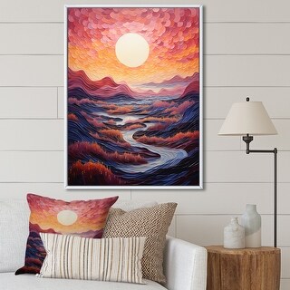 Designart "Sunset Horizon Pointillism II" Sunrisesunset Framed Wall ...