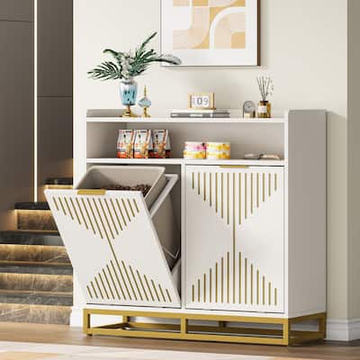 Side Storage Cabinet, Sideboard Buffet Cabinet, Trash Cabinet for 10 ...