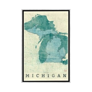 iCanvas "Michigan Map" by Hubert Roguski Framed - Bed Bath & Beyond ...