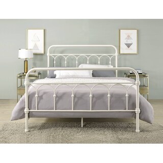 Vintage Design Citron White Finish Bed Frame, Beds with Tall Headboard ...