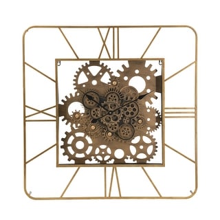 Gears Square Wall Clock - Gold - Bed Bath & Beyond - 35995416