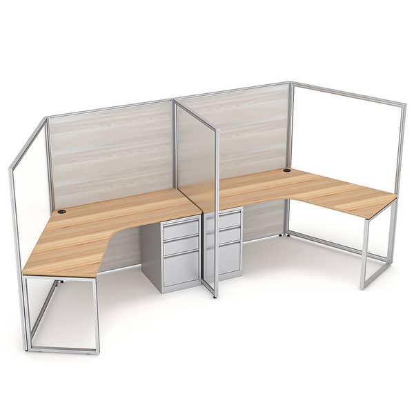 SAPslim 2 Person Cubicles 120 Degree Workstations with Storage 4X4X65H ...