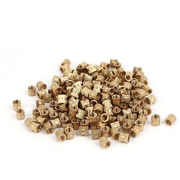 M4 x 5mm Brass Cylinder Knurled Threaded Round Insert Embedded Nuts ...