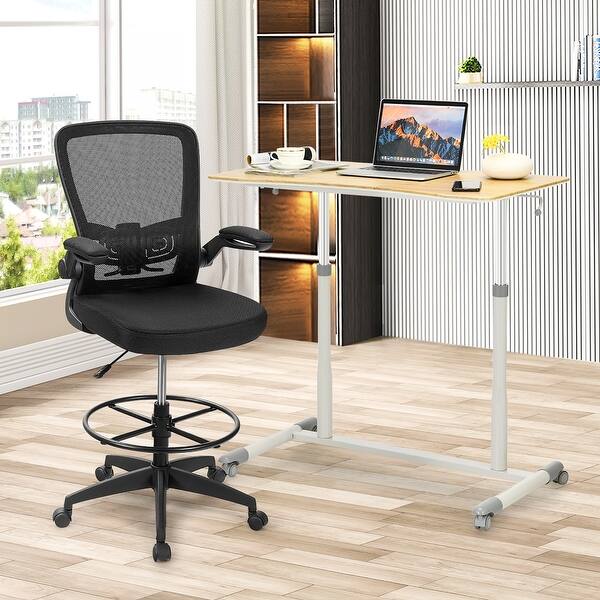 Goplus Height Adjustable Computer Desk Sit Stand Rolling Notebook - Bed ...