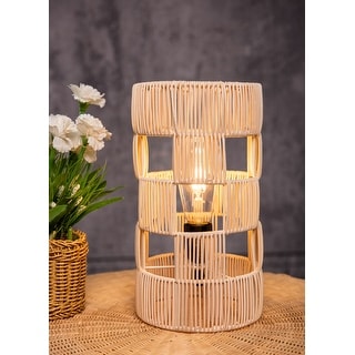 Modern Handcrafted Natural Rattan Table Lamp - 12" Tall - Bed Bath ...
