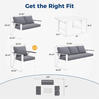 Outdoor All Weather Aluminum Conversation Sofa Set 7 Seater Patio ...