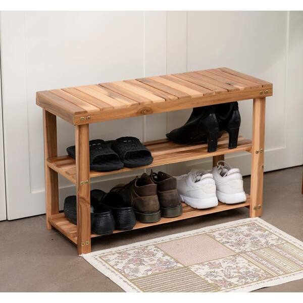 Acacia Wood Shoe Rack Bench - On Sale - Bed Bath & Beyond - 36334985
