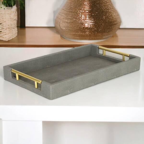 Lusan Faux Shagreen Tray with Handles - Bed Bath & Beyond - 37258479