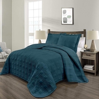 3pc King/Cal King Oversized Quilts Bedspread Bedding Cover Teal - Bed ...