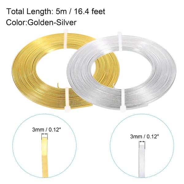 2Roll 16ft Flat Aluminum Wire 18Gauge Bendable Anodized Aluminum Wire ...