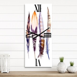 Designart 'Purple Boho Feathers' Bohemian & Eclectic wall clock - Bed ...