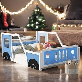 Full Size Classic Car-Shaped Platform Bed with Wheels - Bed Bath ...