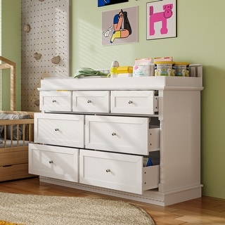 Chest Nursery Dresser Changing Table Top – 7-Drawer Baby Storage ...