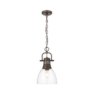 Duncan Small Pendant with Chain in Rubbed Bronze with Clear Glass - Bed ...