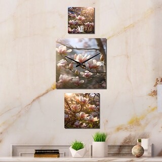 Designart "Pink Magnolias Tree Field Bliss Photo" Magnolias Oversized ...
