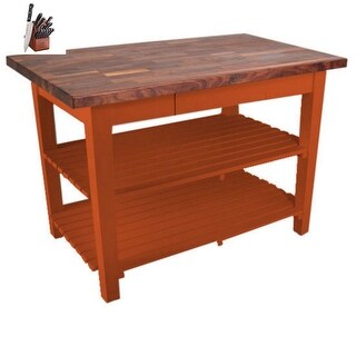 John Boos Walnut 48X36 Table W/ Two Shelves & Casters and Henckels ...