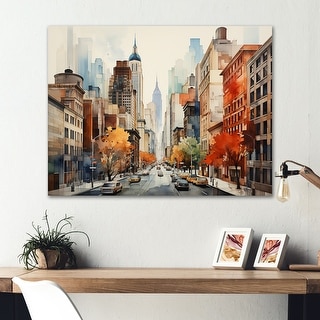 Designart "Autumn New York City Breeze II" City New York Metal Wall Art ...