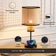 Nakuv - Modern Bohemian Table Lamp With 2 Tier Rattan Shade and Velvet ...