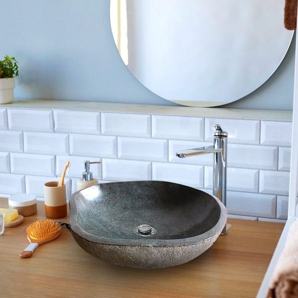 Aruba Uniques Natural Basalt Stone Vessel Bathroom Sink - Bed Bath ...