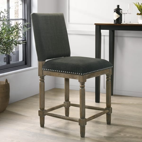 Everton Gray Fabric Counter Height Chair with Nailhead Trim - Bed Bath ...