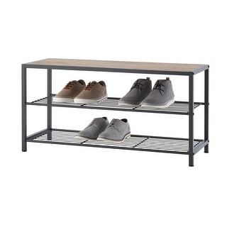 TRINITY 3-Tier Dark Gray Shoe Bench w/ Wire Shelves - Bed Bath & Beyond ...