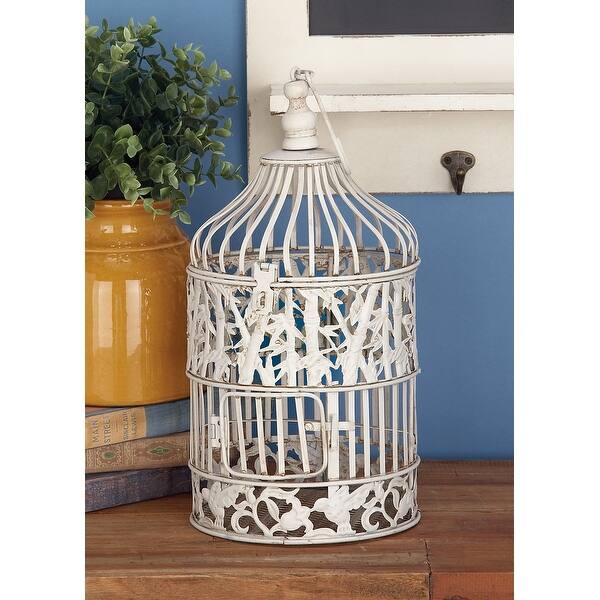 White Metal Indoor Outdoor Hinged Top Birdcage with Latch Lock Closure ...