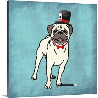GreatBIGCanvas "Magical Pug" Pink Gray Blue 12" in. W x 12" in. H ...