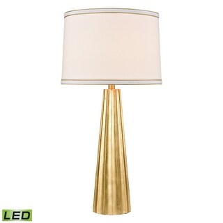Elk Home Hightower Gold Leaf With White Linen Shade 1 Light Table Lamp ...