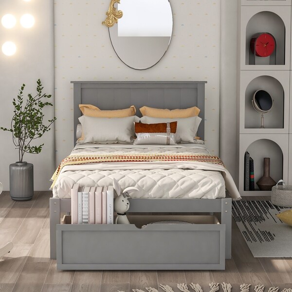 Grey Pine Twin Platform Bed with Drawers On Sale Bed Bath Beyond 41972633