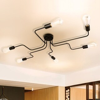 6-Light Modern Spider Semi-Flush Mount Light for Kitchen Dining Room ...