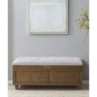Transitional Storage Bench Wood Standard Benches with Tufted ...