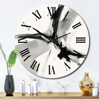 Designart "Abstract Neutral IV" Abstract Shapes Oversized Wall Clock ...