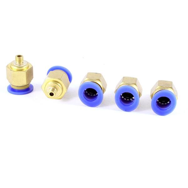 5 x Industry 8mm Hole 5mm Male Thread Straight Push in Tube Quick ...