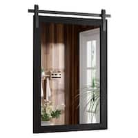 Rustic Farmhouse Mirror Vanity Mirror Solid Wood Frame with Metal Barn ...