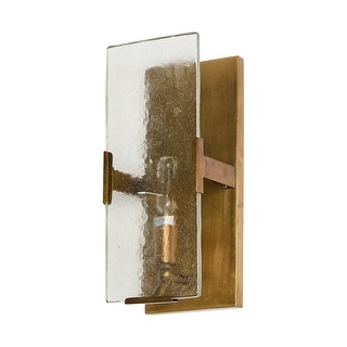 Gruber Brass Toned Metal w/ Frosted Glass Rectangular Wall Sconce - Bed ...