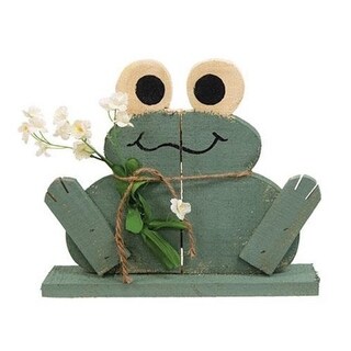 Handcrafted Rustic Frog Decor with Floral Tie for Home Display - 11.75 ...