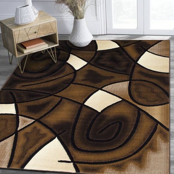 HR Chocolate Brown/Beige/Mocha/Black/Abstract Area Rug Modern ...