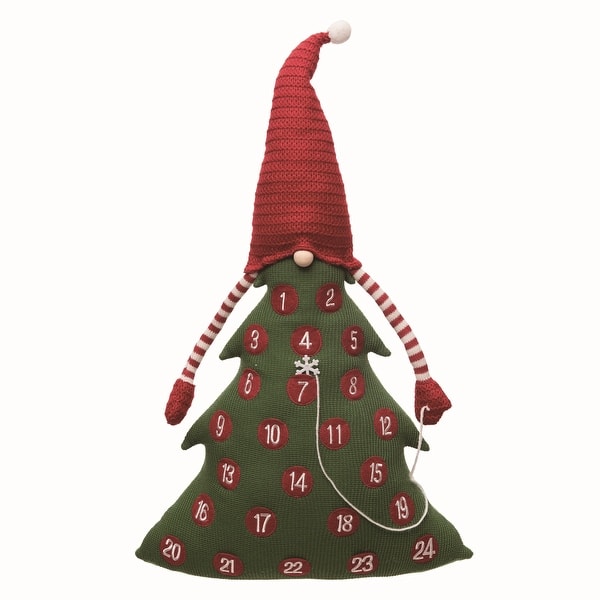 Transpac Polyester Red Christmas Plush Tree with Gnome Hat Advent ...