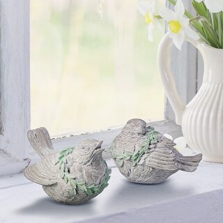 Resin Bird With Leaf Wreath 6" Set of 2 - Bed Bath & Beyond - 37104872