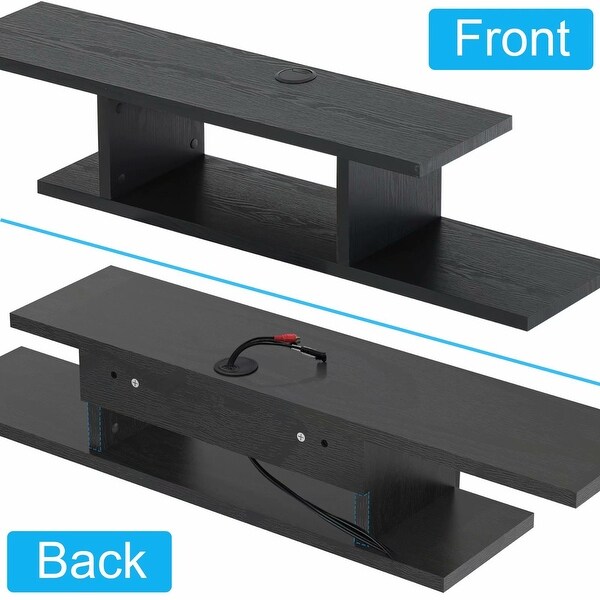 FITUEYES Wall Mounted Media Console Floating TV Stand Component Shelf Black Grain 49.7