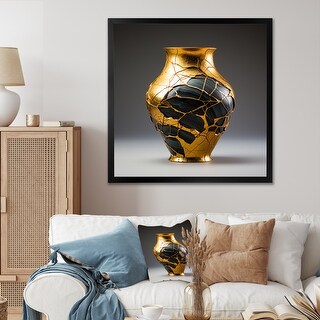 Designart "Japan Golden Kintsugi Pottery" Japan Art Framed Wall Art ...