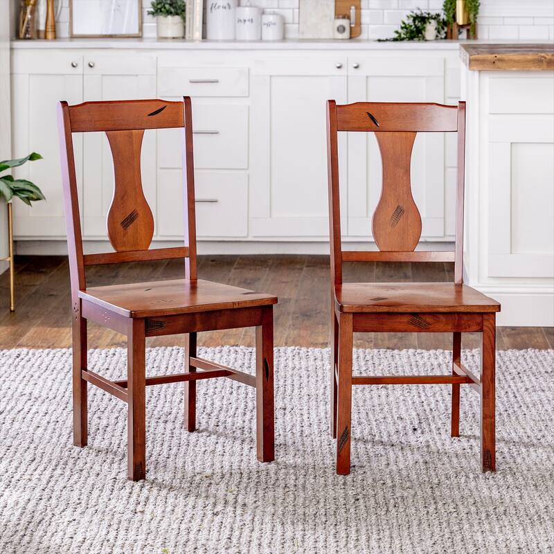 Walker Edison Rustic Slat Back Dining Side Chairs (Set of 2 ...