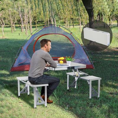Folding Outdoor Table And Beach Set Siamese Tables And Chairs Set ...