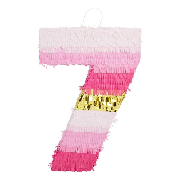 Small Pink and Gold Foil Number 7 Pinata for Kids 7th Birthday Party ...