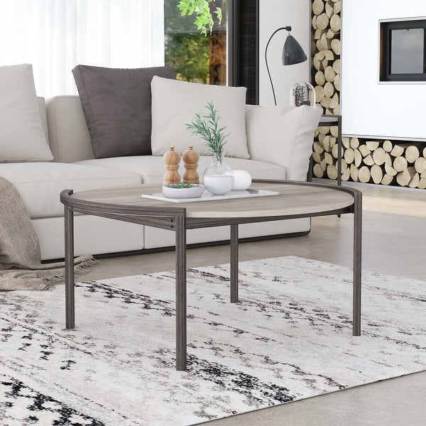 Rowland Urban Light Grey 37-inch Steel Round Coffee Table by Furniture ...