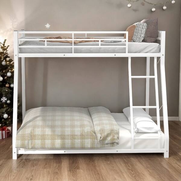 Space-Saving Design Metal Twin over Full Bunk Bed with Sloping Stairs ...