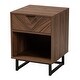 Sadia Modern Walnut Brown Finished Wood and Black Metal 1-Drawer End ...