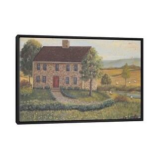 iCanvas "Stone House With Wild Flowers" by Pam Britton Framed Canvas ...