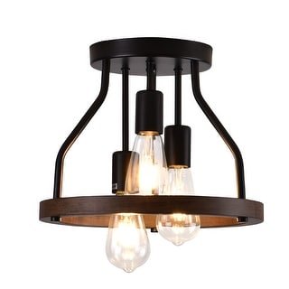 3-Light Glass Ceiling Light Flush Mount Light Fixture Seeded Glass - On ...