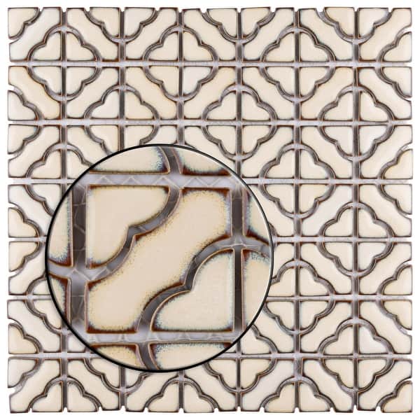 Merola Tile Tower Beige 12" x 12" Porcelain Floor and Wall Tile - Bed ...